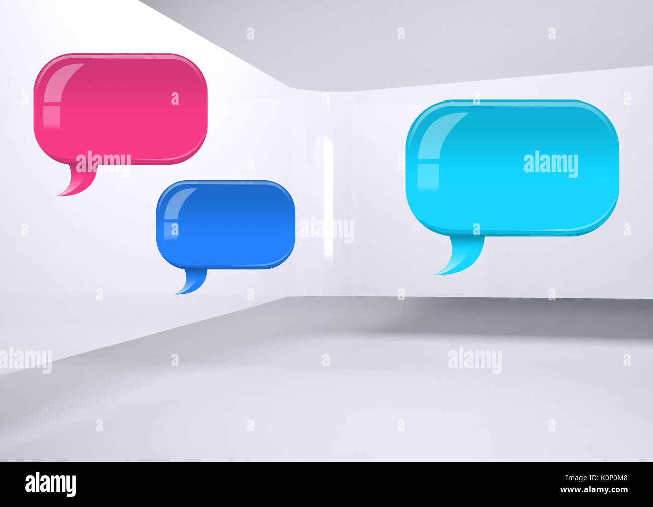 Digital composite of Group of Shiny chat bubbles floating in room Stock ...