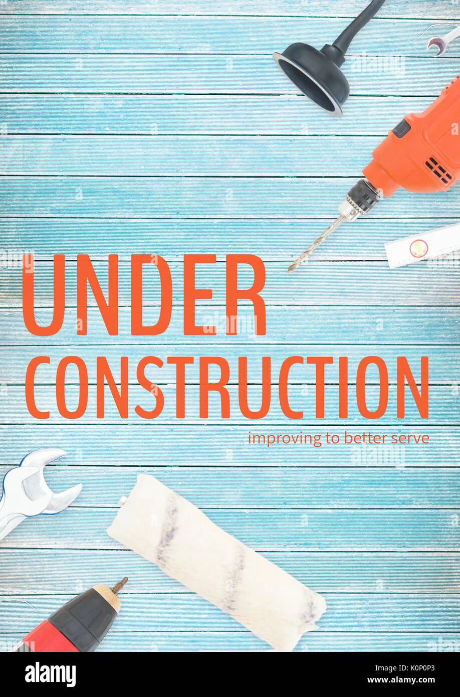 Digital composite of Under construction text against tools photo Stock ...