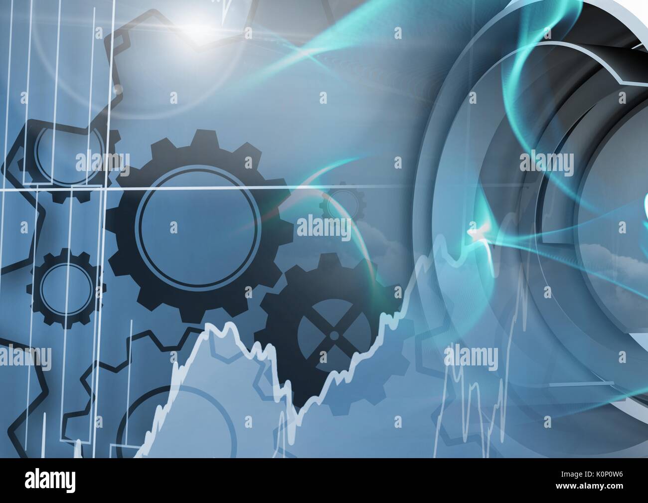 Digital composite of Abstract transition with setting gears cog icons ...