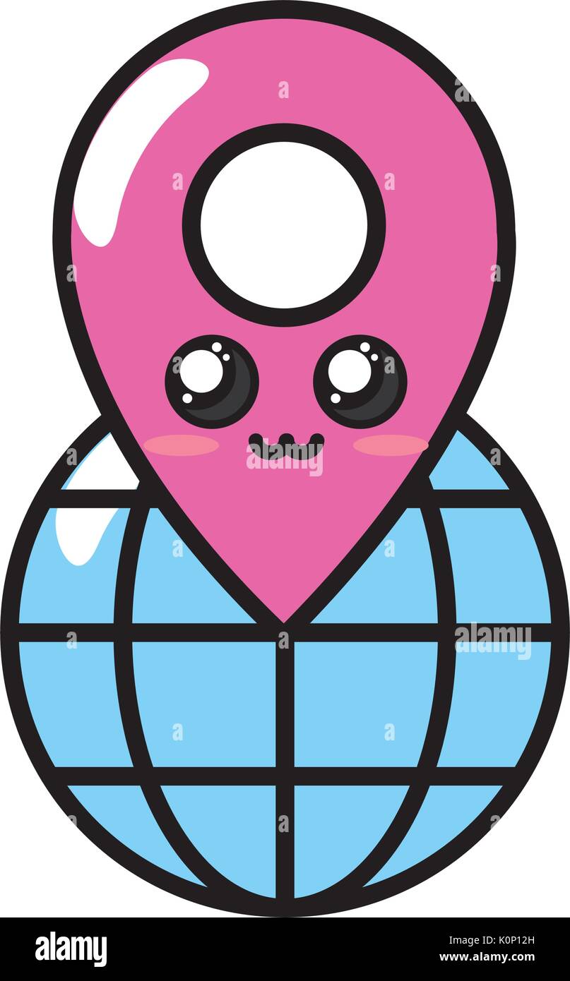 kawaii cute tender global location symbol Stock Vector Image & Art - Alamy