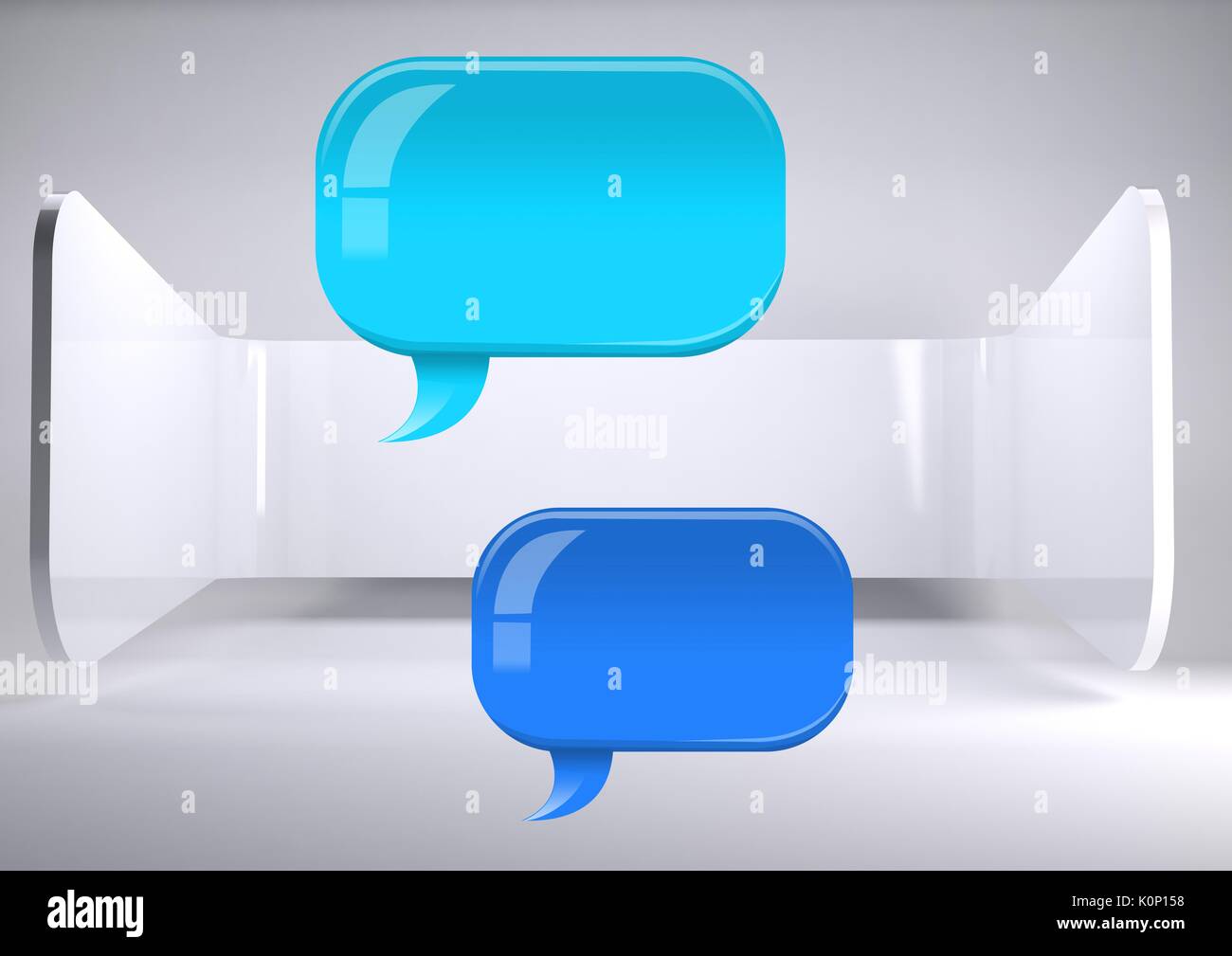 Digital composite of Two Shiny Chat bubbles floating in room Stock ...