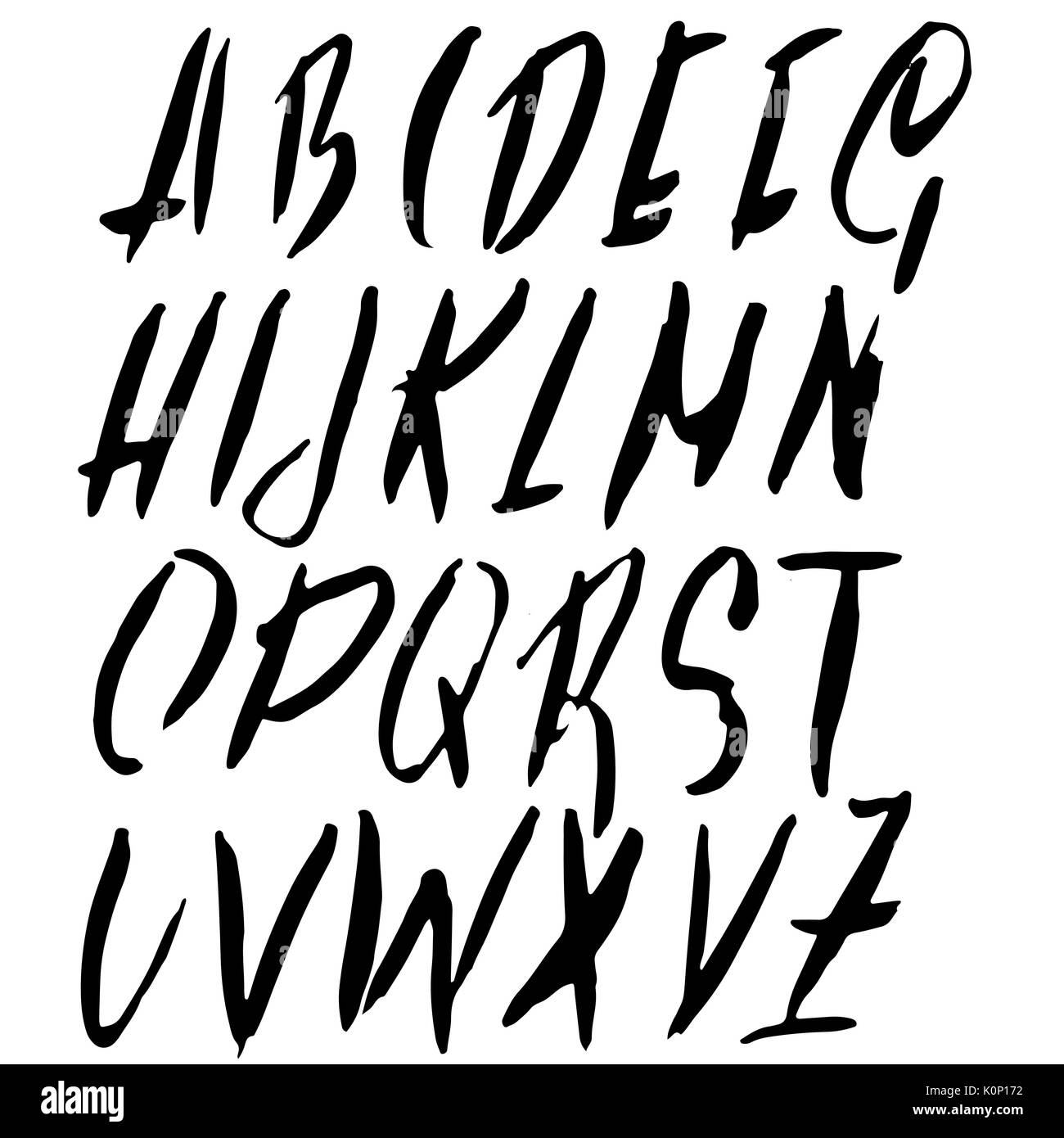 Hand drawn dry brush font. Modern brush lettering. Grunge style ...