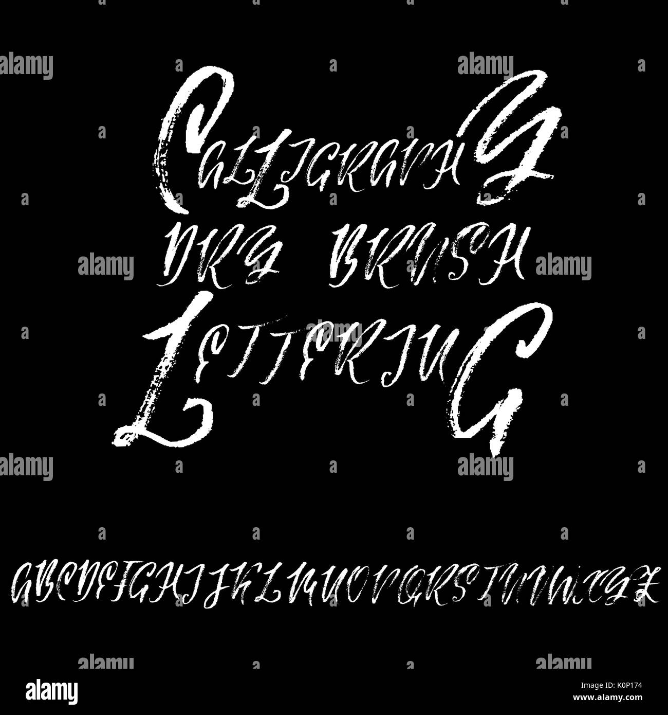 Hand drawn elegant calligraphy font. Modern brush lettering. Grunge ...