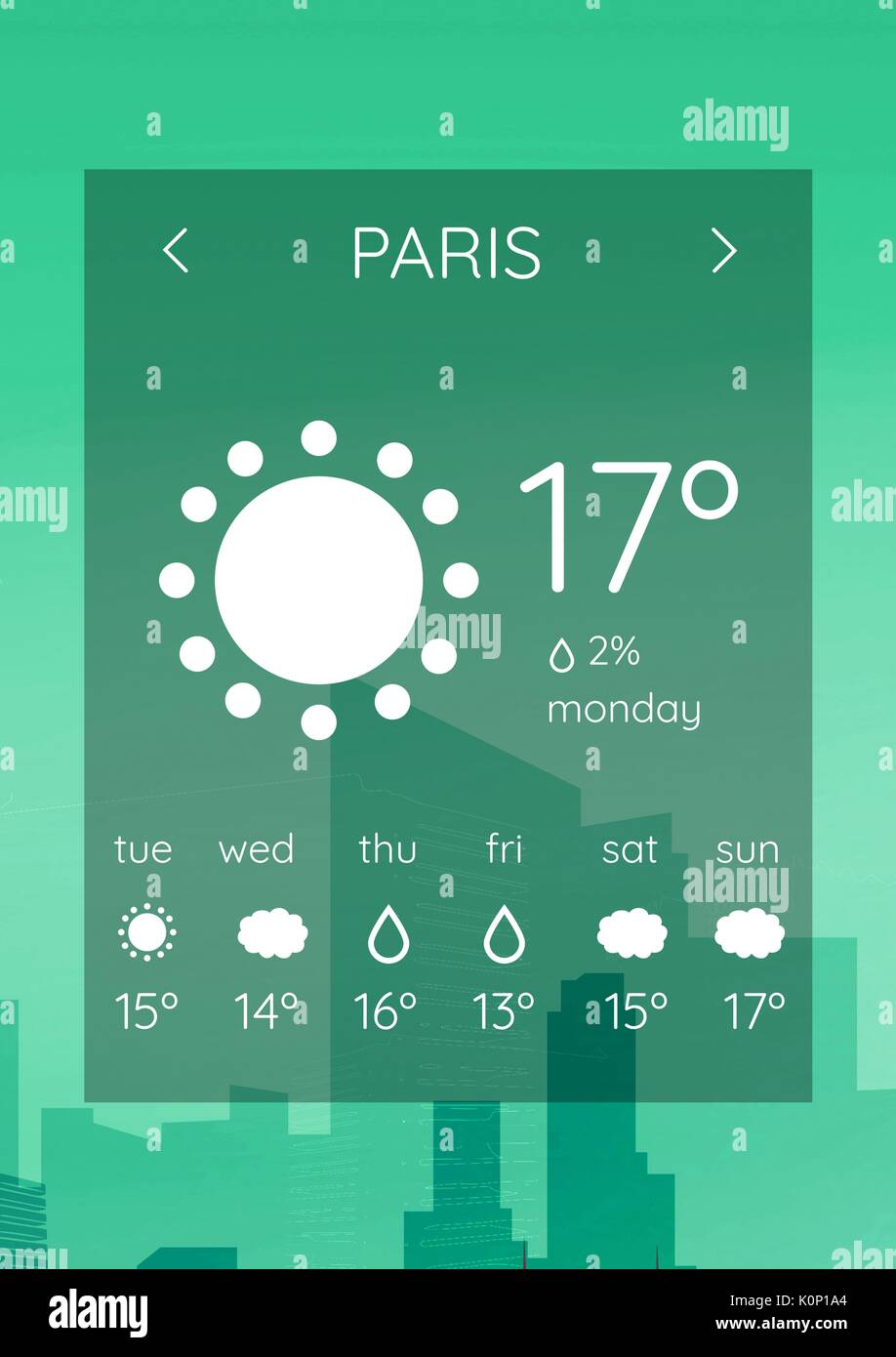 Digital composite of Weather forecast application interface Stock Photo ...