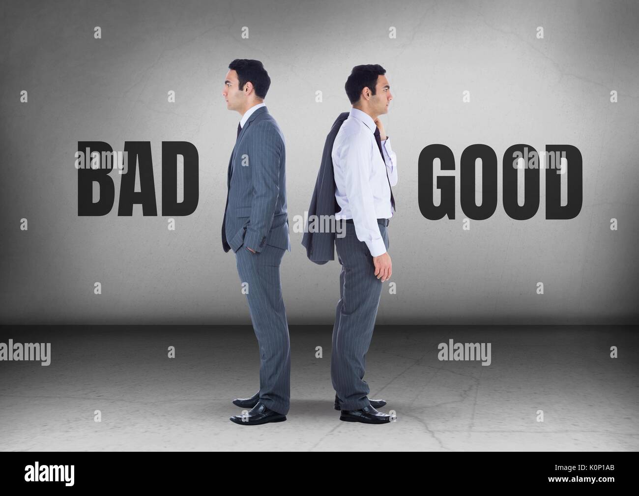 Digital composite of Bad or Good text with Businessman looking in ...