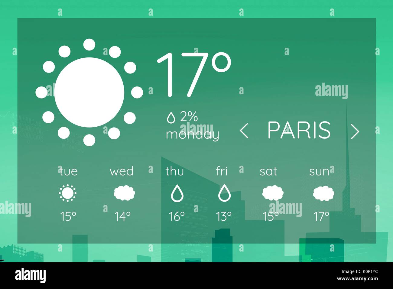 Digital composite of Weather forecast application interface Stock Photo ...