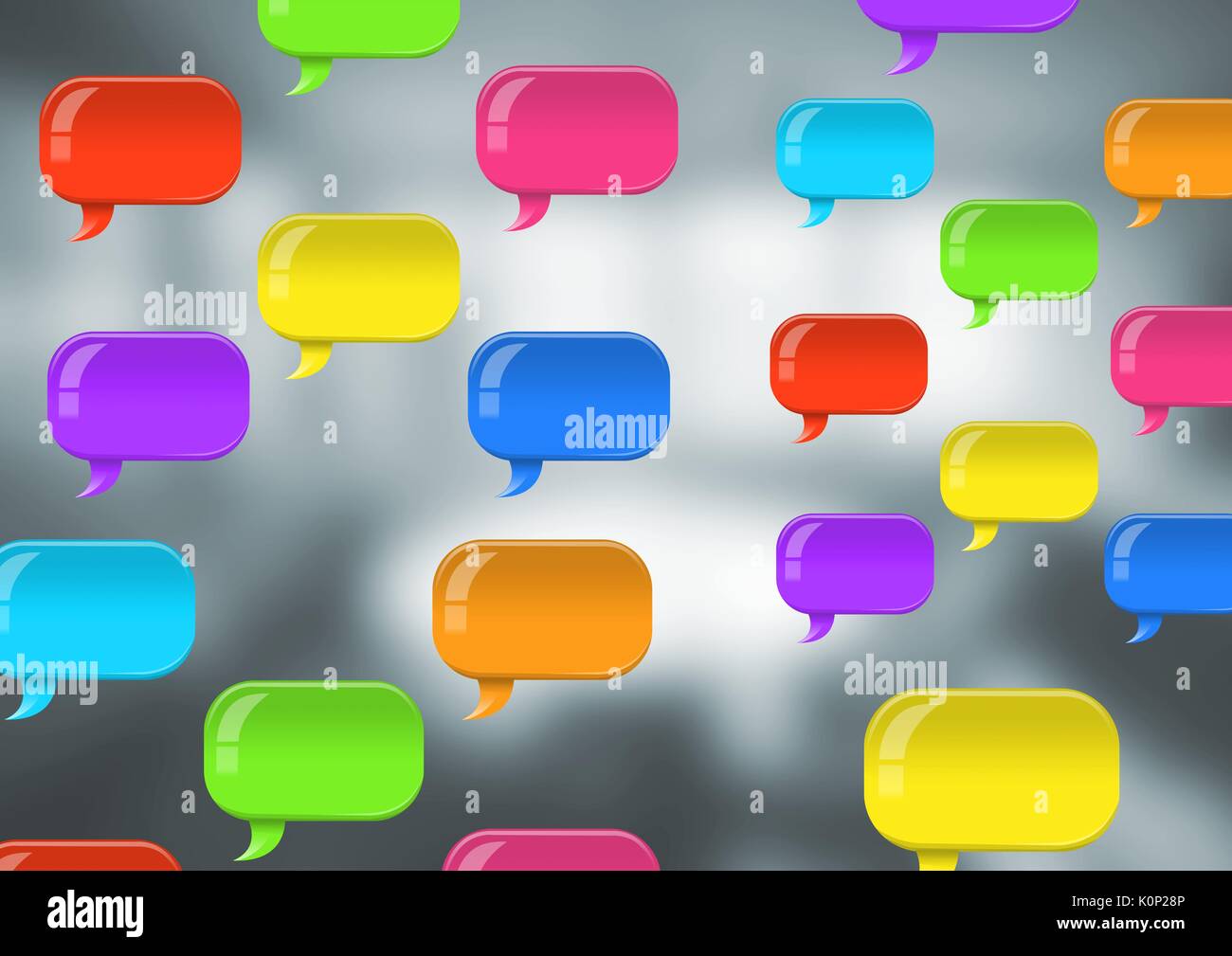 Digital composite of Group of Shiny chat bubbles floating in room Stock ...