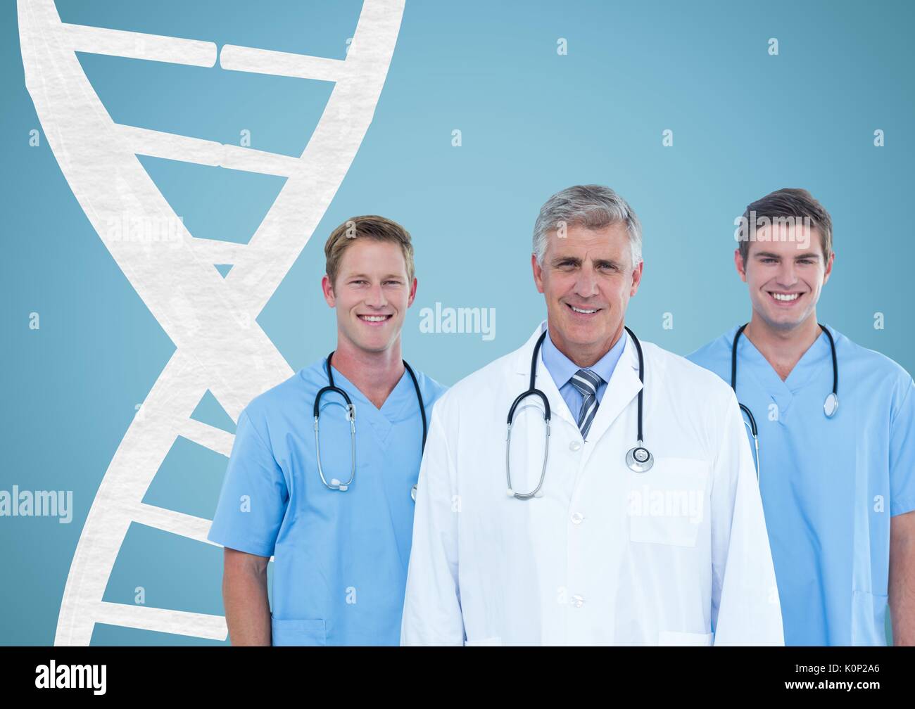 Digital composite of Doctors with a ball with DNA strand Stock Photo ...