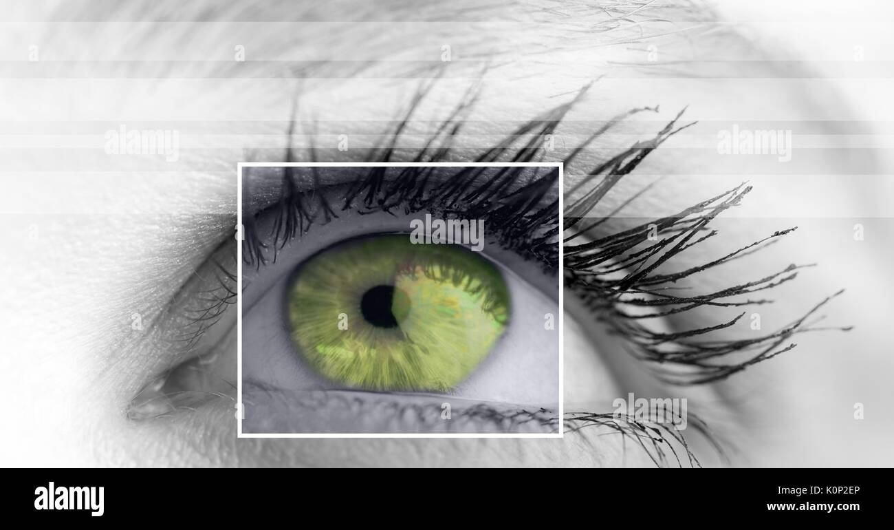 Digital composite of eye focus box detail and lines Stock Photo - Alamy
