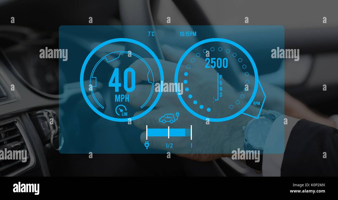 Digital composite of Car interface against person in the car Stock ...