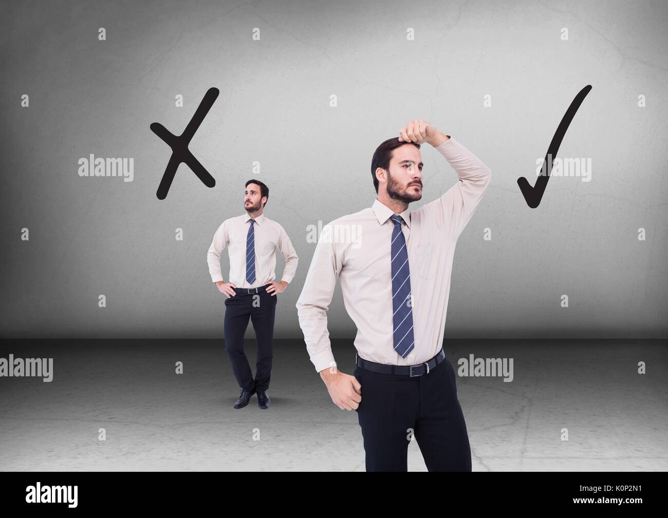 Digital composite of Correct Right or wrong drawings with Businessman ...