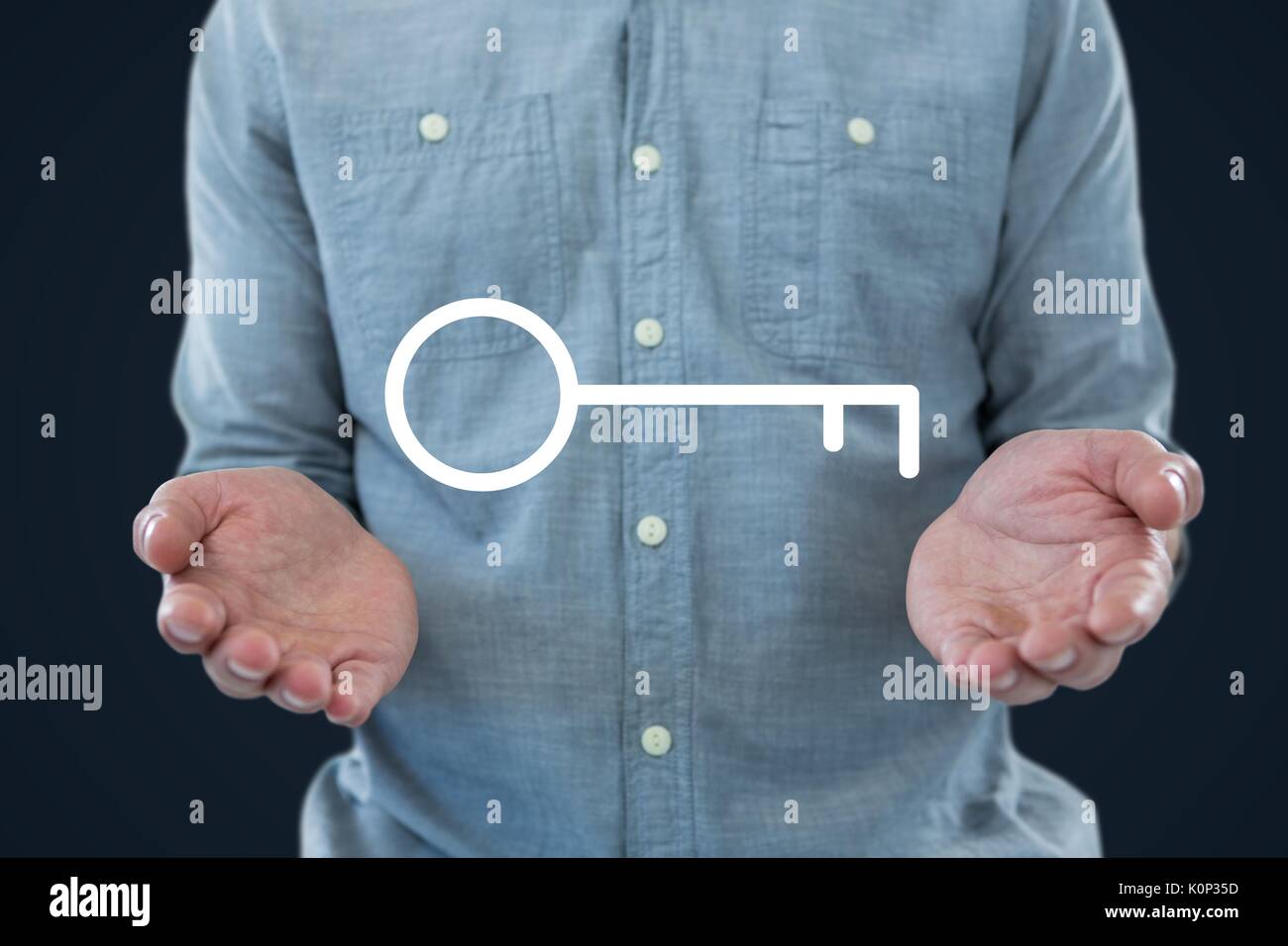 Digital composite of Business man holding keys Stock Photo - Alamy