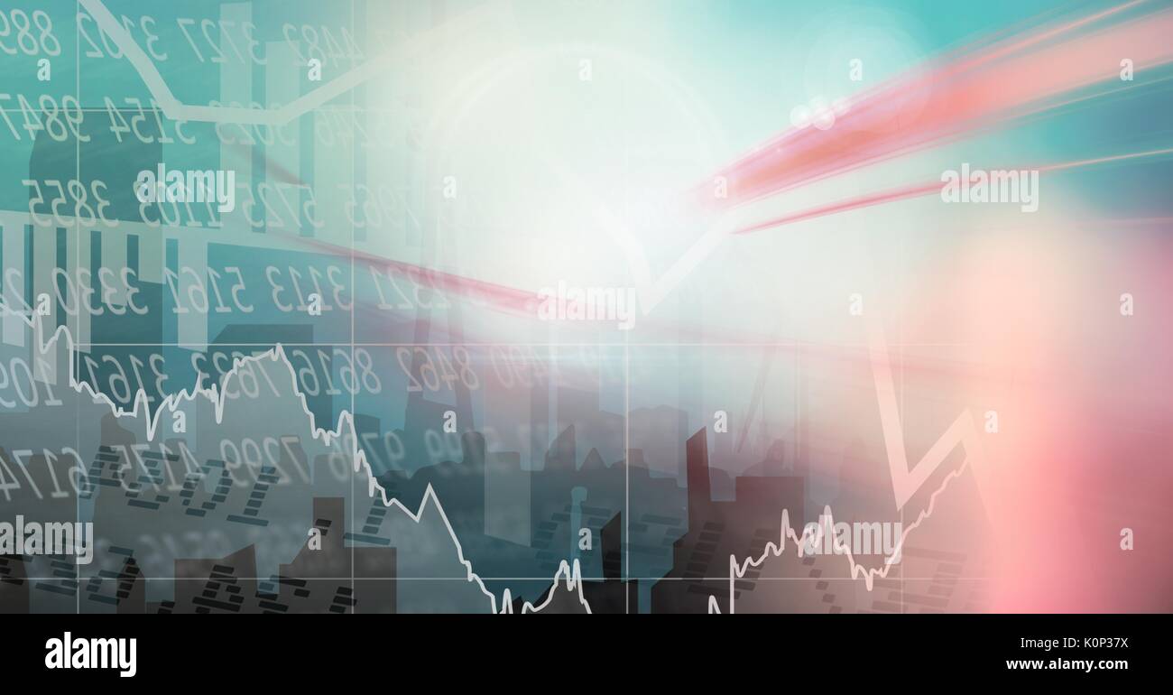 Digital composite of Abstract transition with wave forms and numerical ...