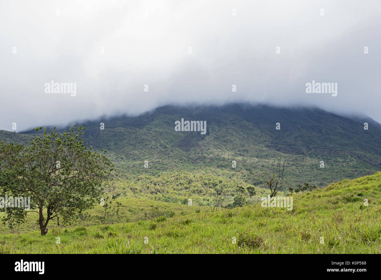 The national park and volcano arenal in the fog, Costa Rica Stock Photo ...