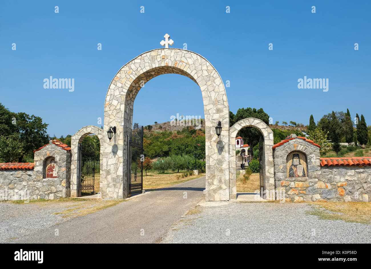 Montenegro, Podgorica, Gateway in Male Dajbabe Monastery. Was founded ...