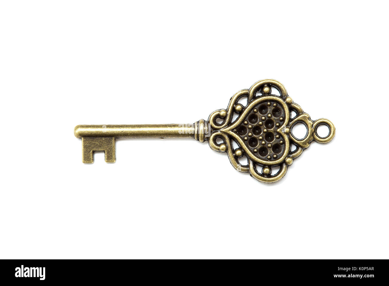 View at vintage metal key isolated on the white background Stock Photo ...