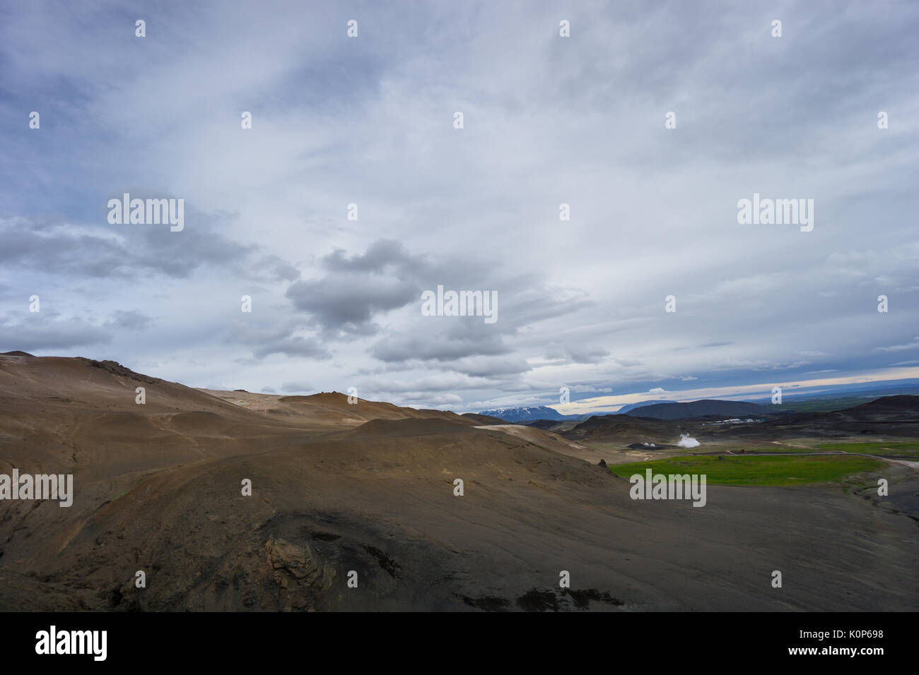 Iceland - Aerial view over volcanic landscape and fumaroles of ...