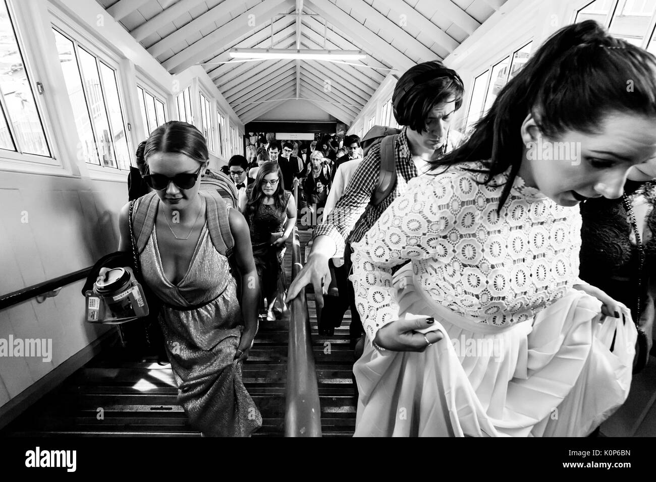 Young opera fans arrive at Lewes train station en route to Glyndebourne ...
