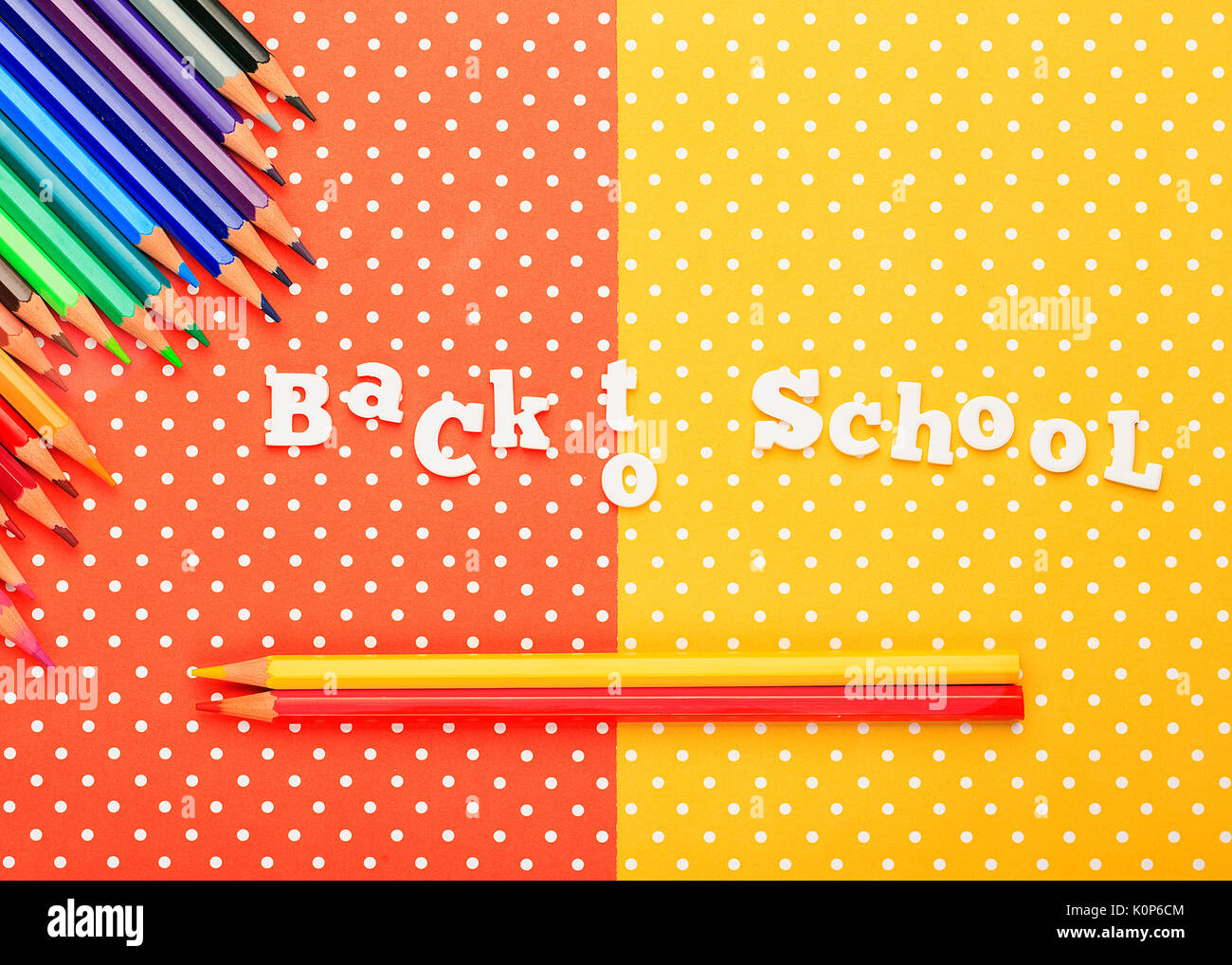 Scholar material to back to school in colored background Stock Photo ...