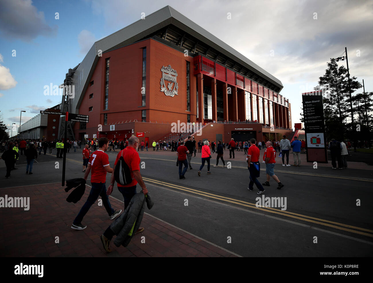 Liverpool fans make their way to the stadium before the UEFA Champions ...