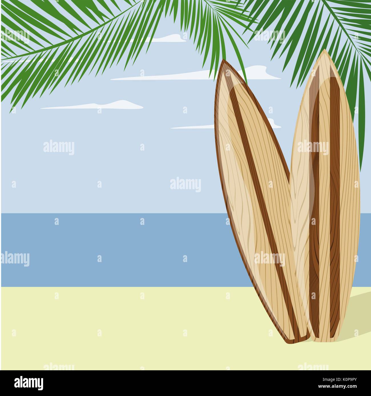surfboards on beach background with copy space Stock Vector Image & Art ...