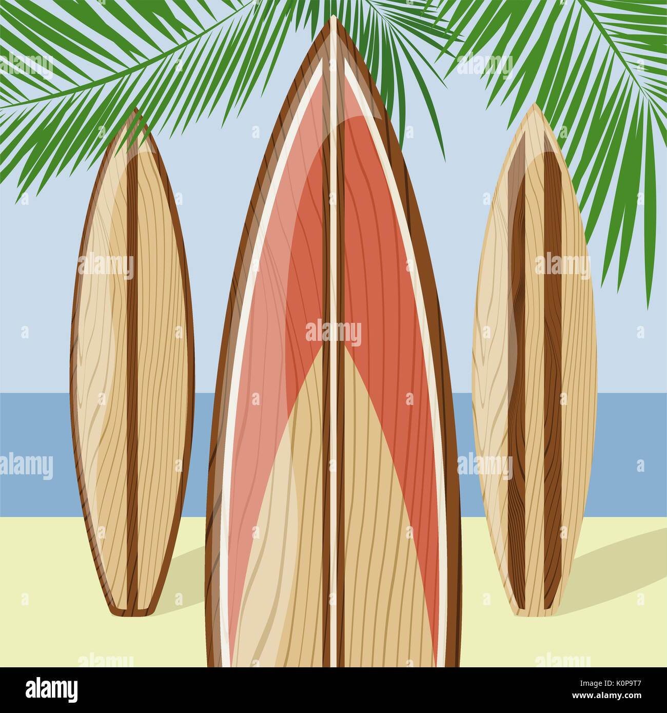 surfboards on a beach background, vector format very easy to edit ...