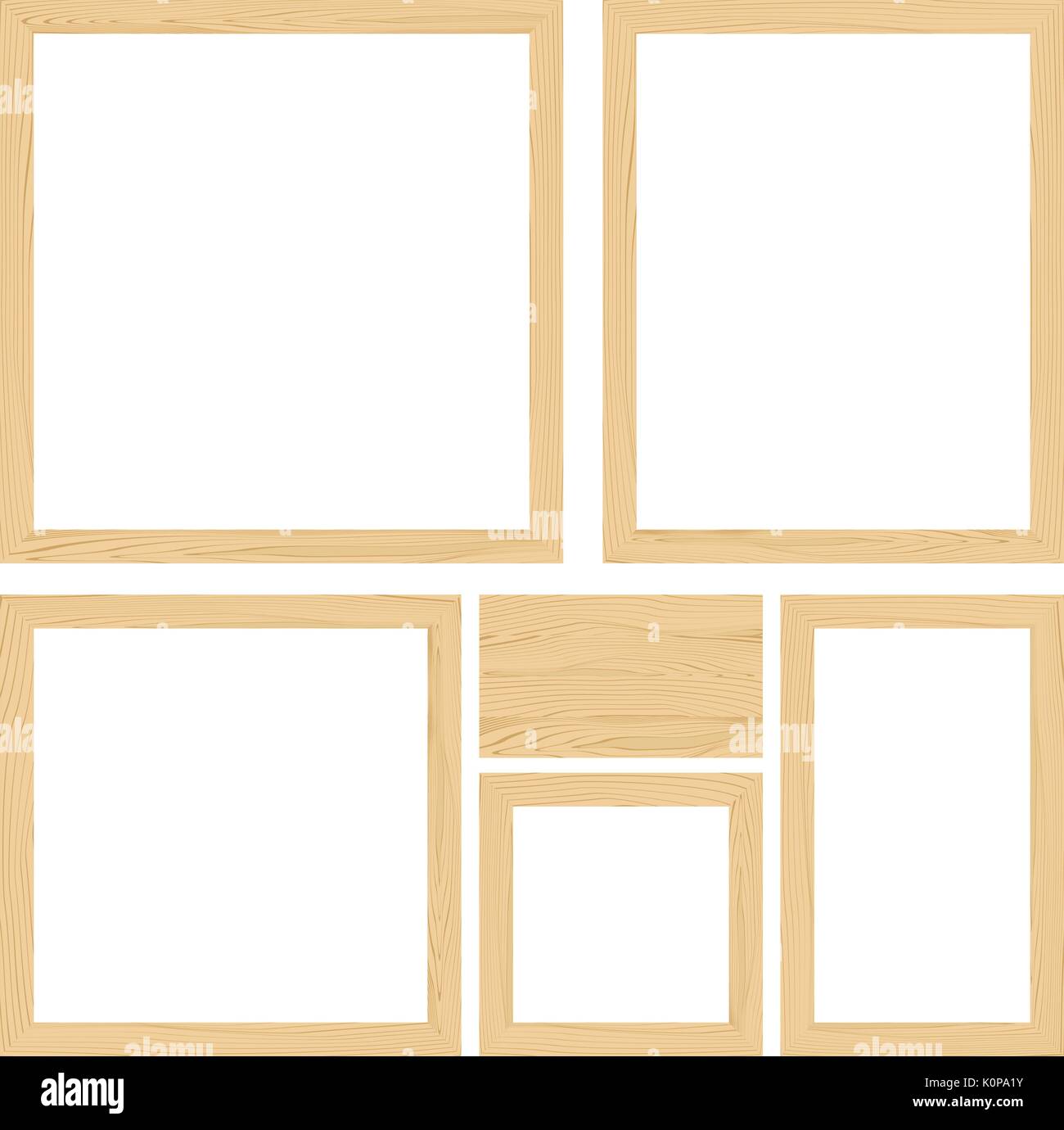 illustration of empty wood frames set and wooden board Stock Vector ...