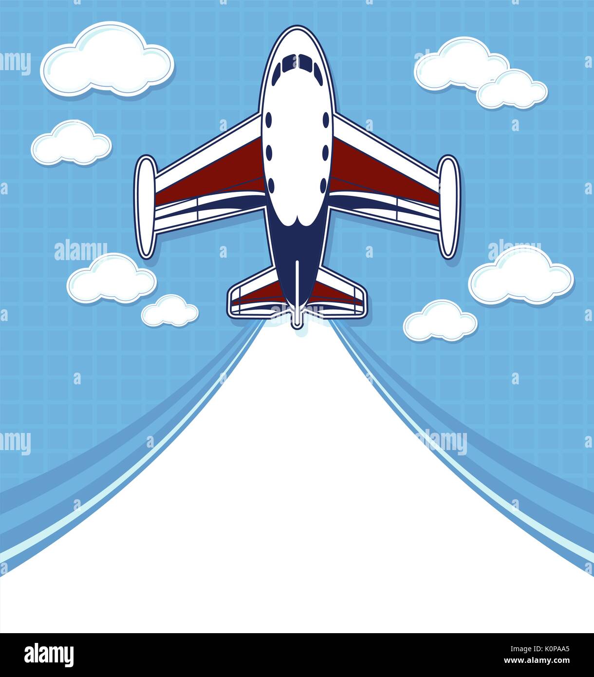 funny private airplane cartoon with blank contrail for copy space on ...
