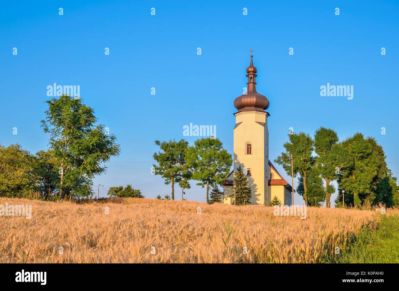 Beautiful church on a picturesque hill. The historic baroque church of ...