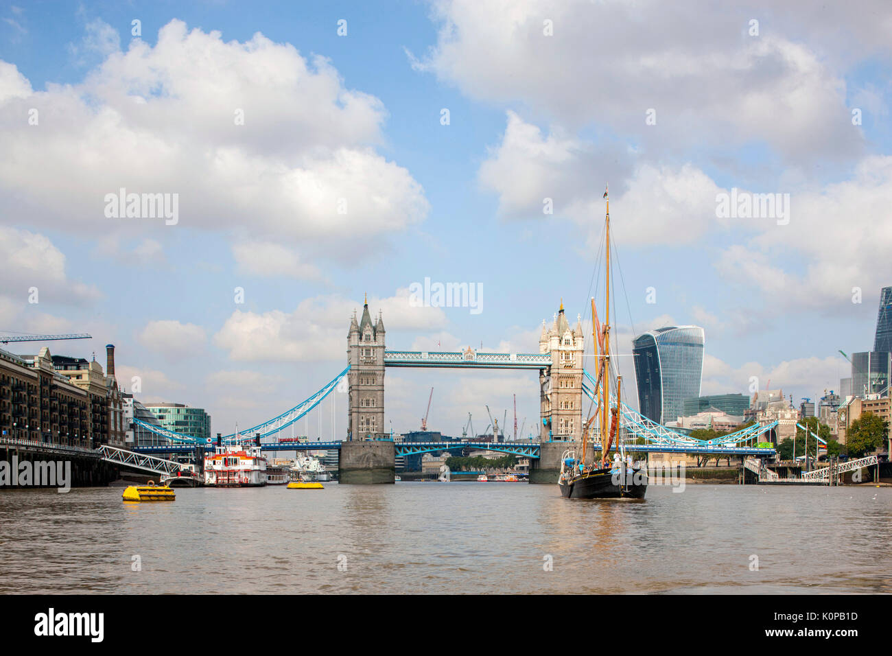Thames Sailing Barge by Tower Bridge Stock Photo - Alamy
