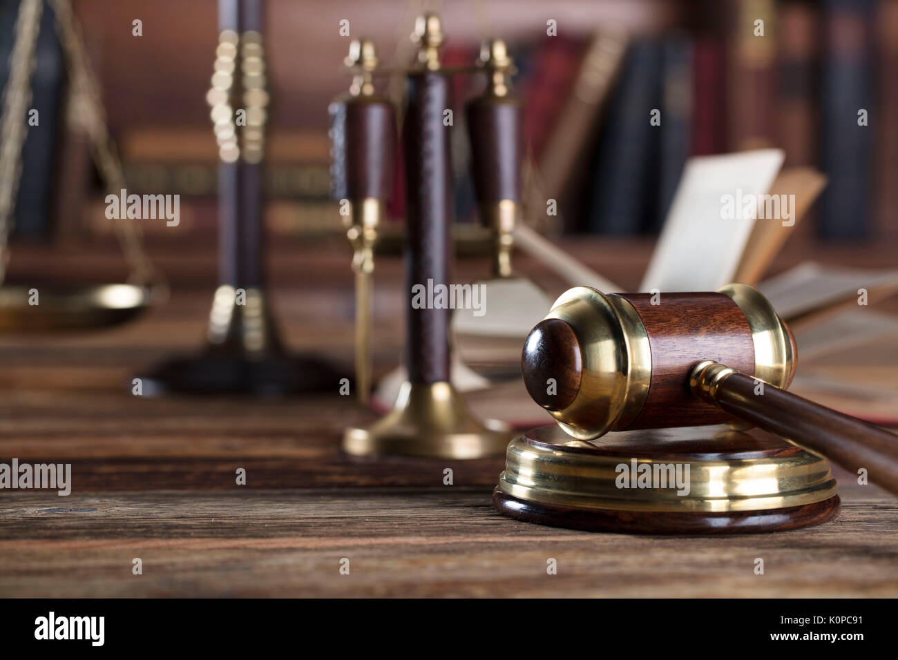 Gavel of the jugde and scale of justice in the lawyer library Stock ...