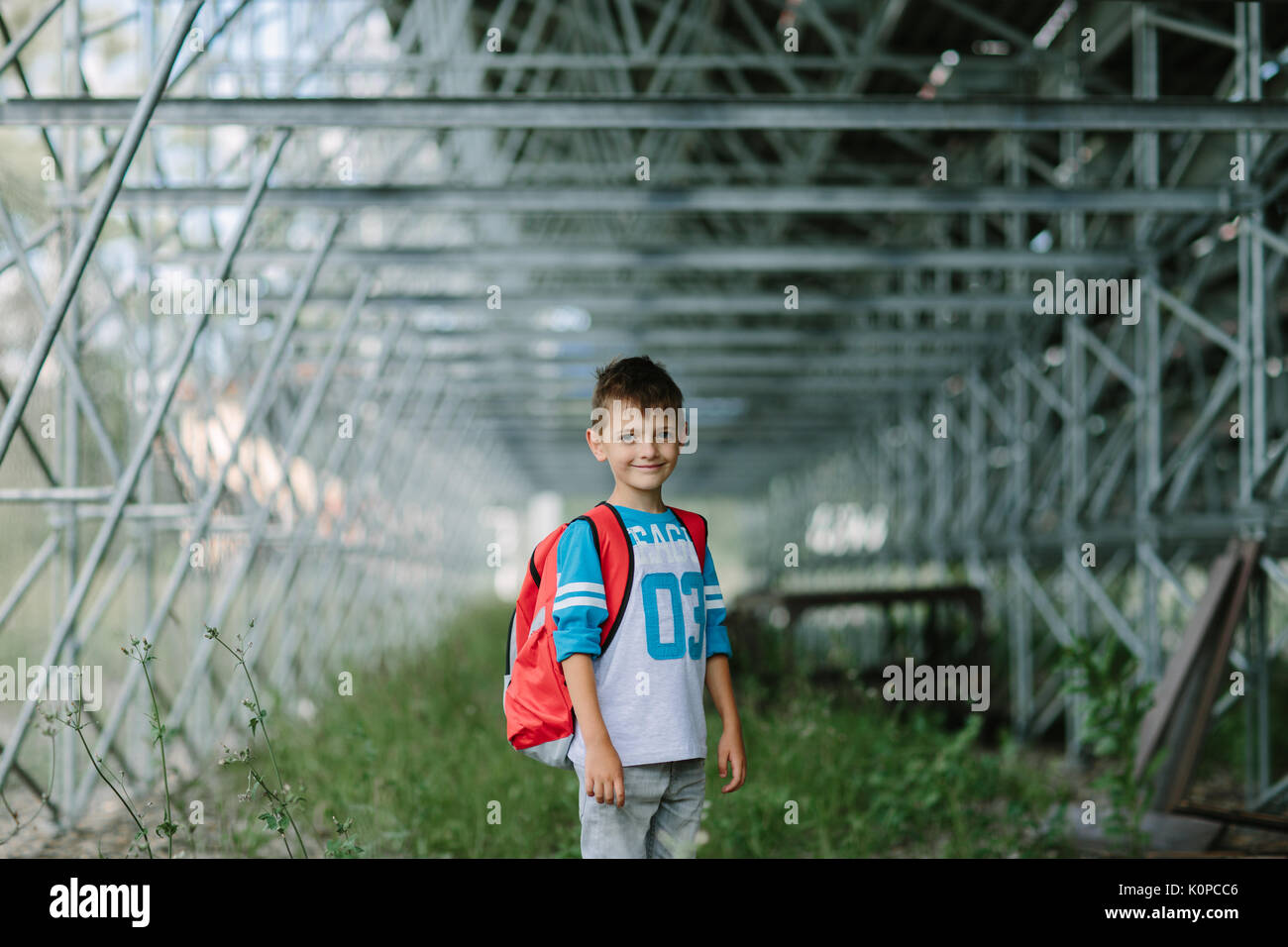 Happy student looking forward to his first day at school Stock Photo ...