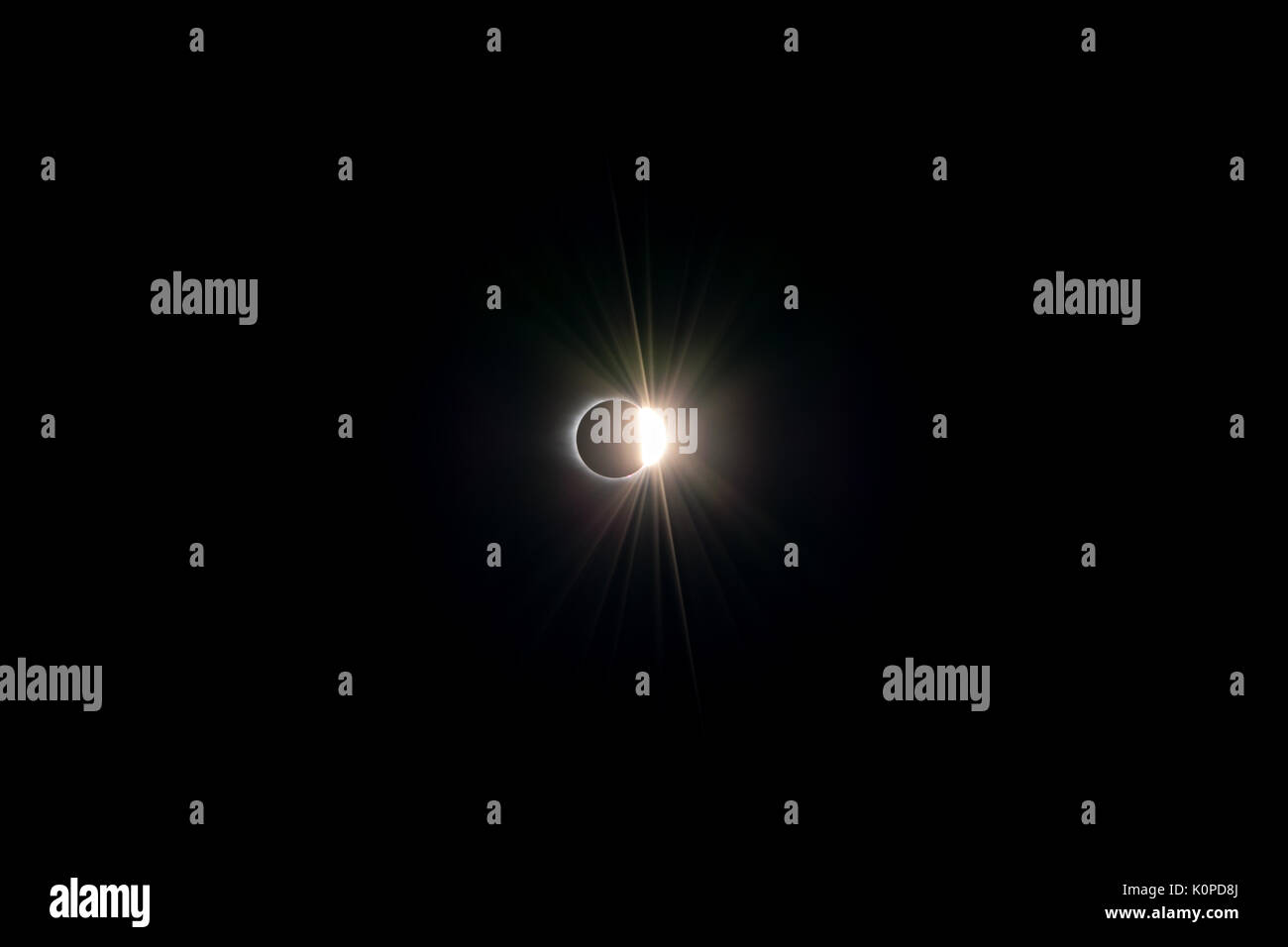 Total solar eclipse at the end of totality showing diamond ring effect ...