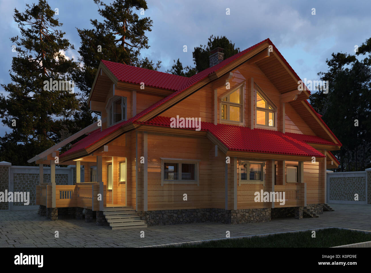 Photo realistic render of the building in the open air 3d illustration ...