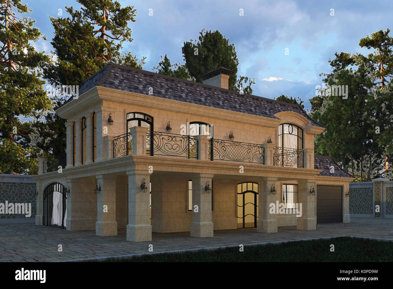 Photo realistic render of the building in the open air 3d illustration ...