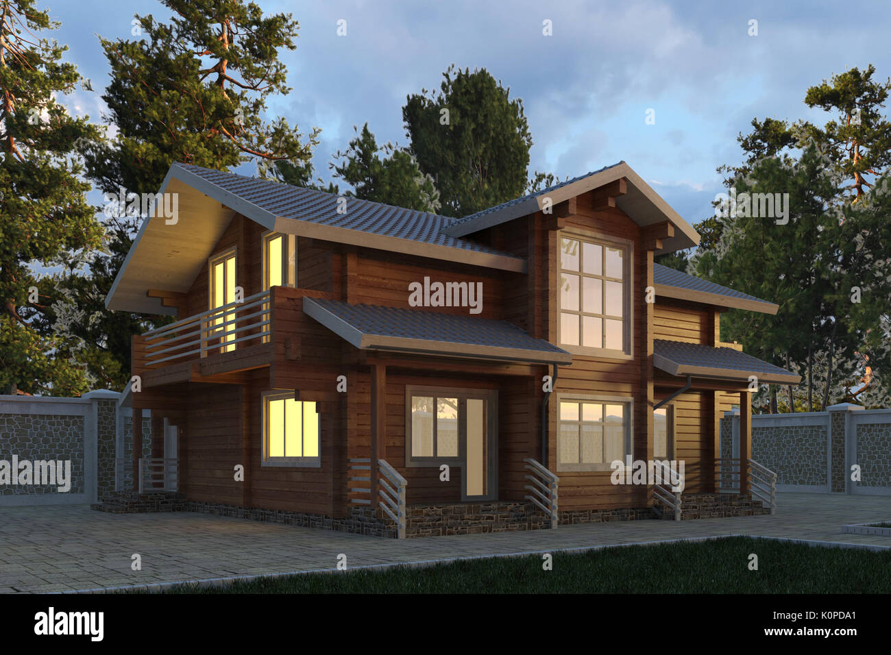 Photo realistic render of the building in the open air 3d illustration ...
