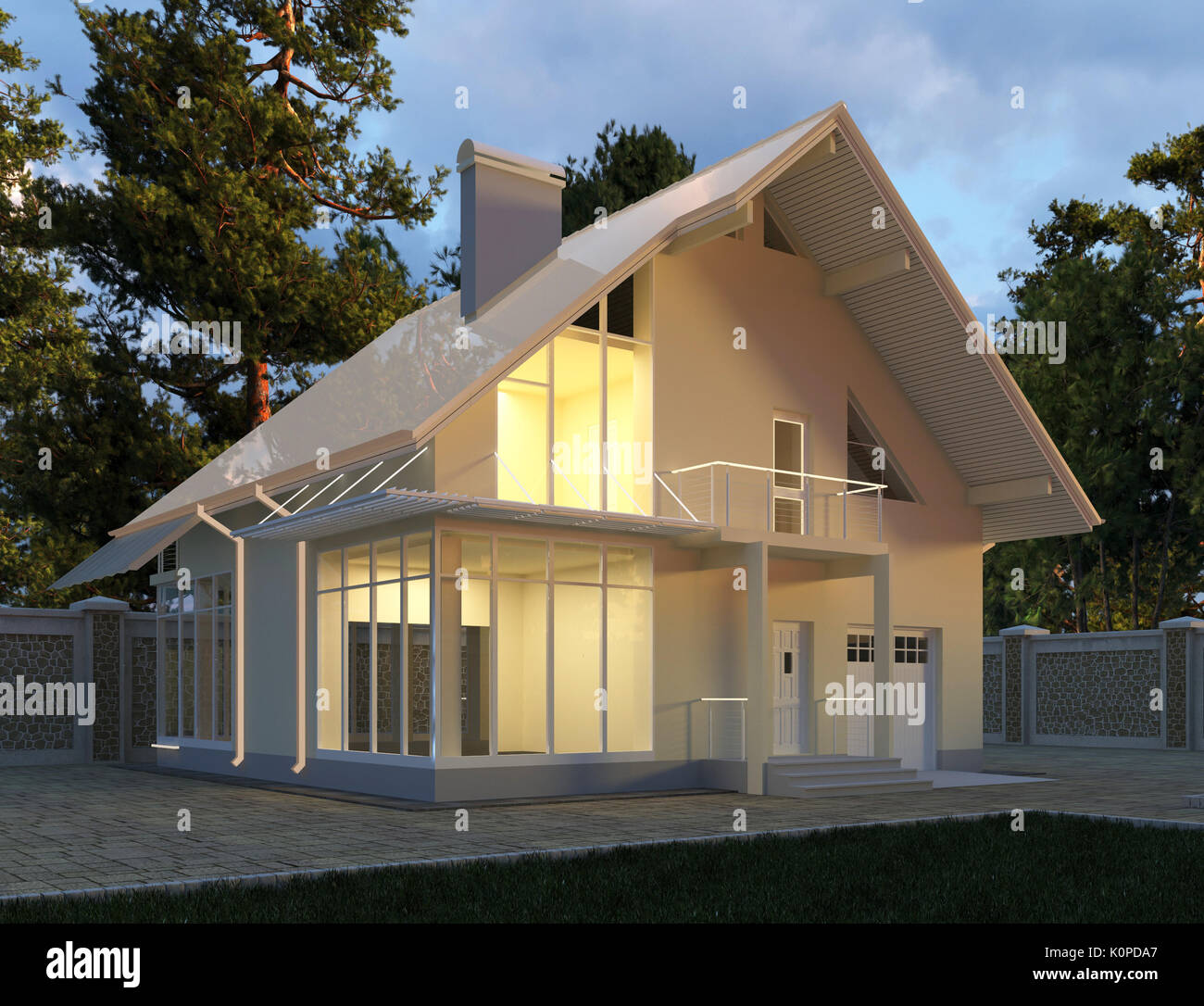 Photo realistic render of the building in the open air 3d illustration ...