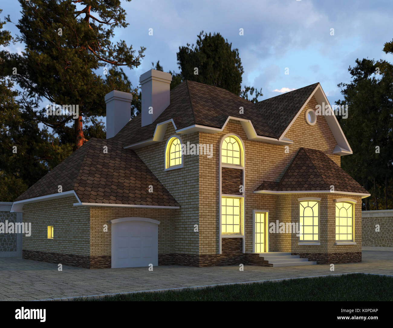 Photo realistic render of the building in the open air 3d illustration ...