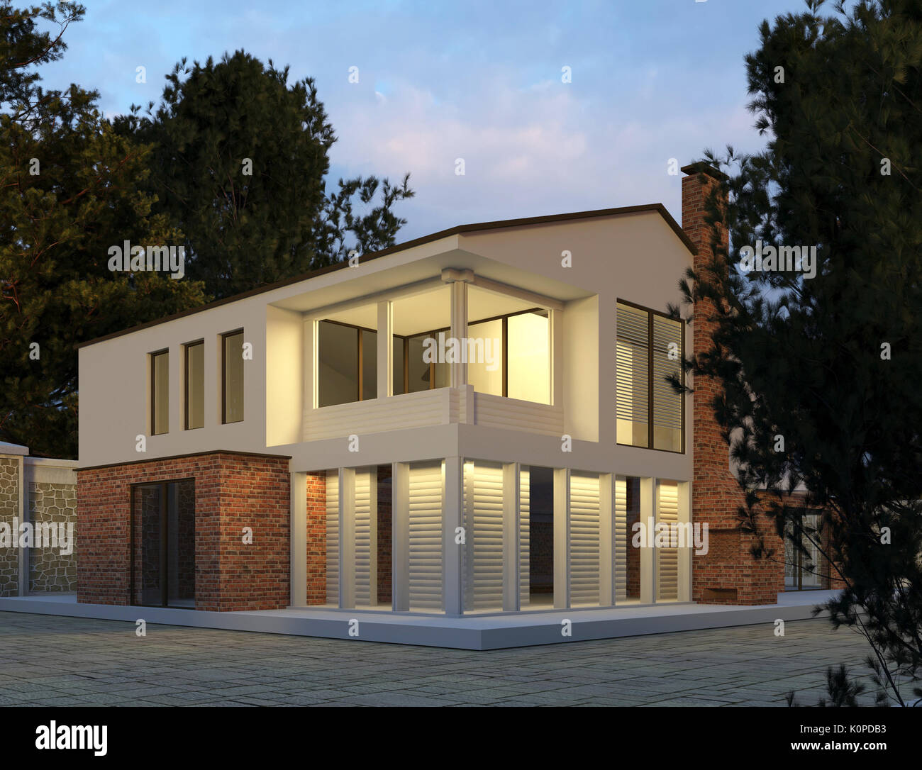 Photo realistic render of the building in the open air 3d illustration ...