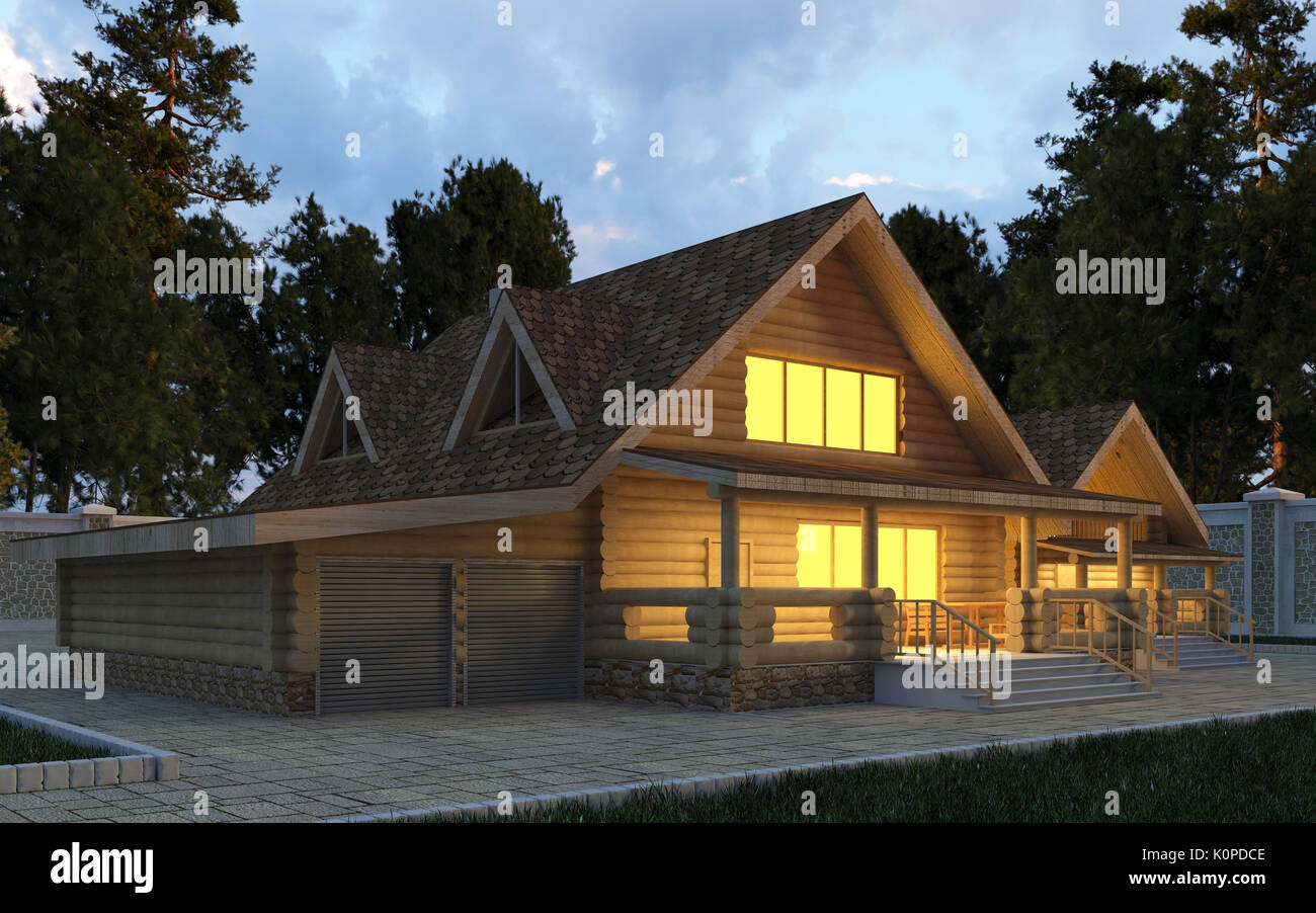 Photo realistic render of the building in the open air 3d illustration ...