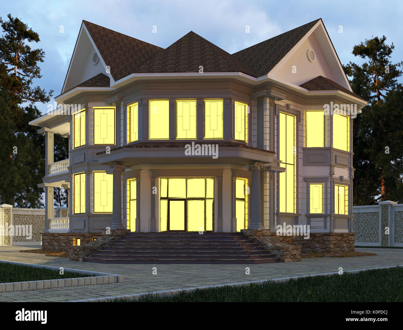 Photo realistic render of the building in the open air 3d illustration ...