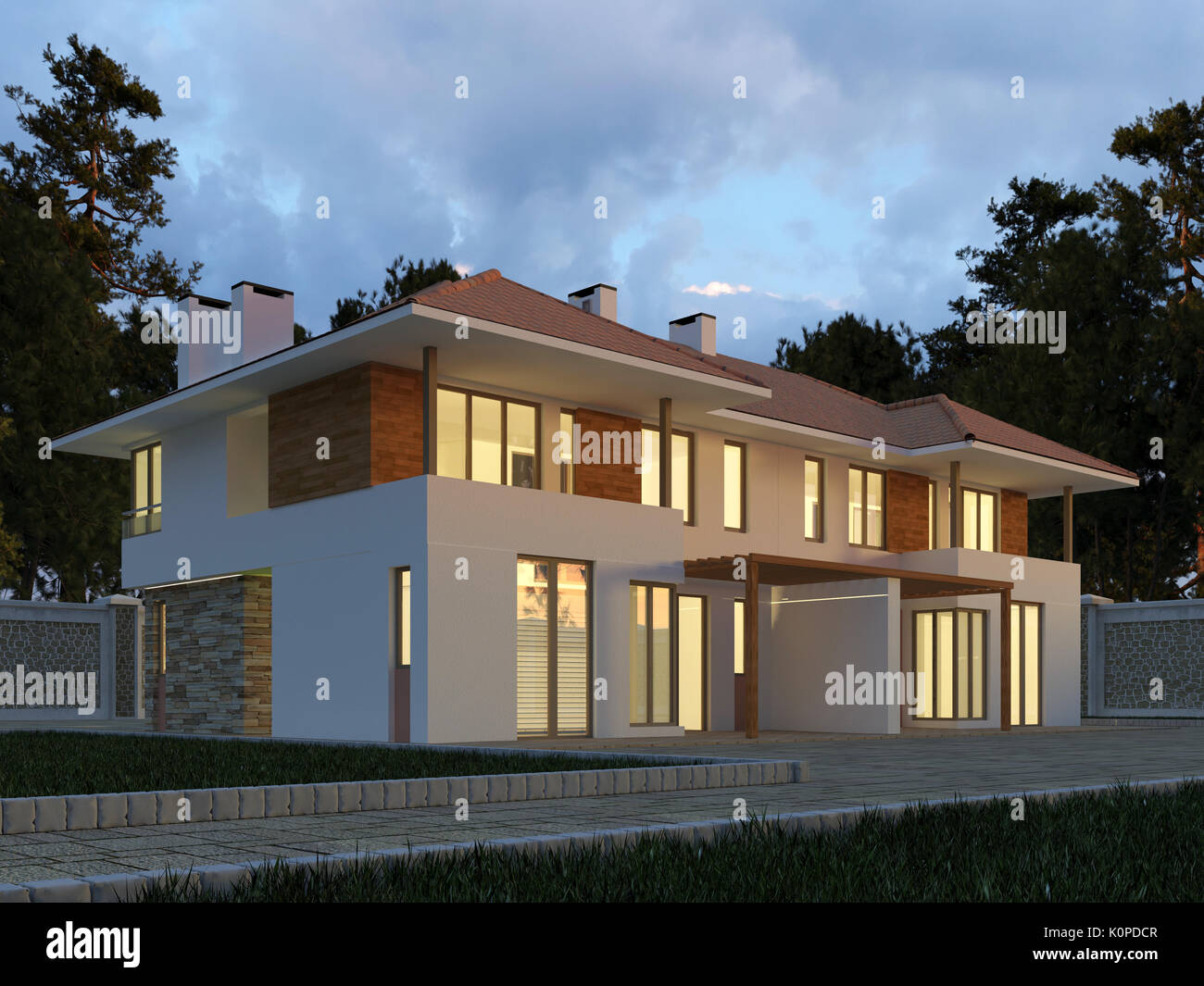 Photo realistic render of the building in the open air 3d illustration ...