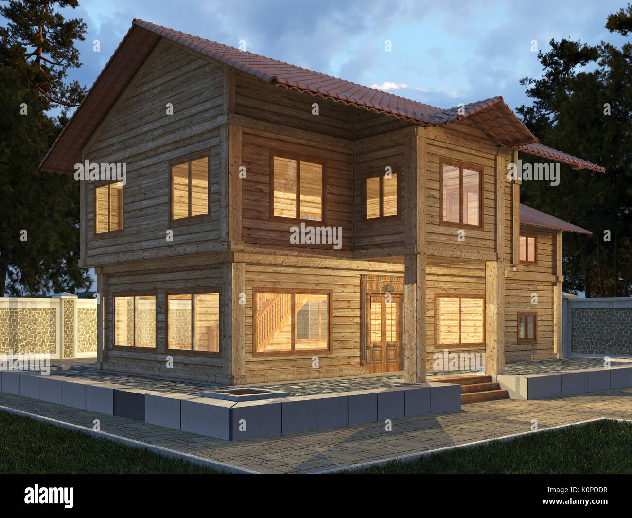 Photo realistic render of the building in the open air 3d illustration ...
