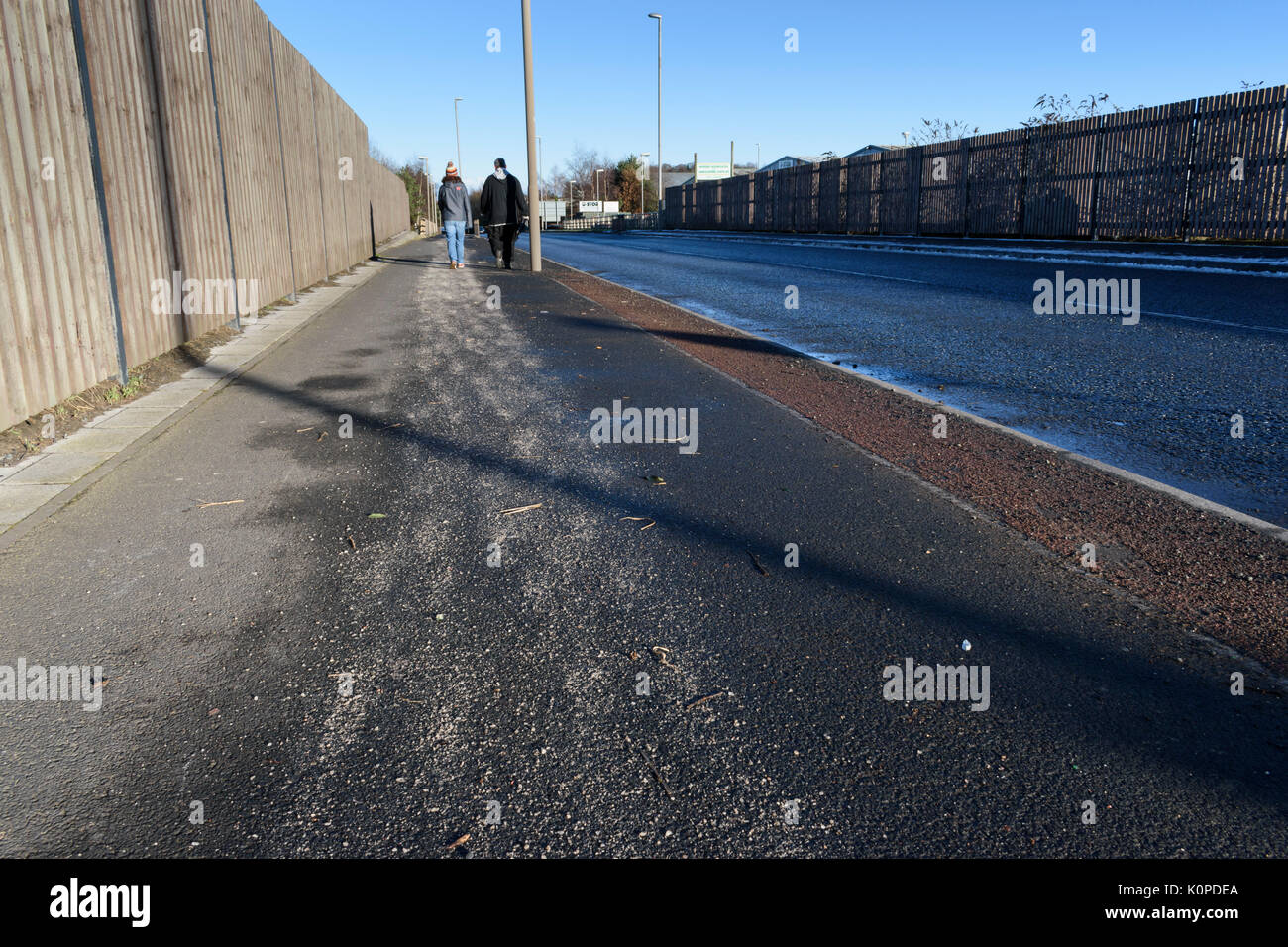 Kelso, Scotland - a salted/gritted path in winter to prevent injury ...