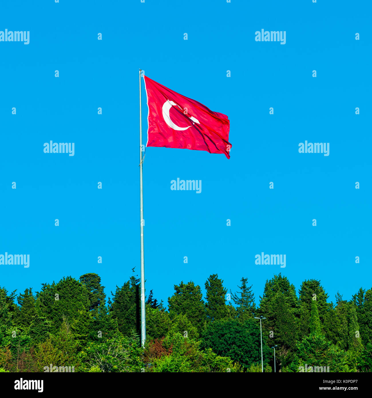 flag of Turkey on blue sky. Turkish flag Stock Photo - Alamy