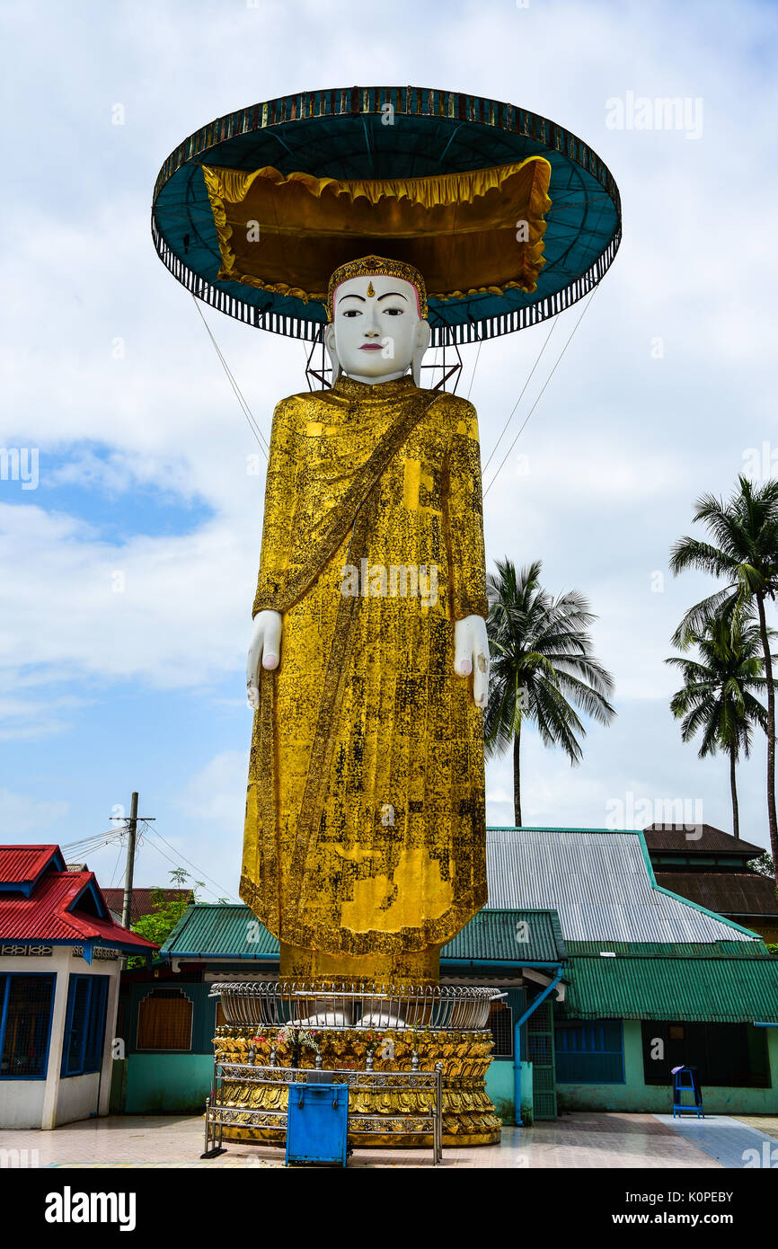 Myanmar white Buddha Image Statue in Buddhist temple of Dawei, Myanmar ...
