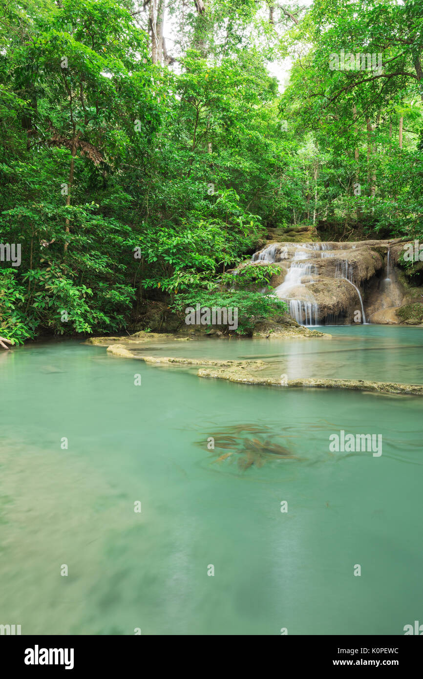 Level 1 of Erawan Waterfall with Neolissochilus stracheyi fish in ...