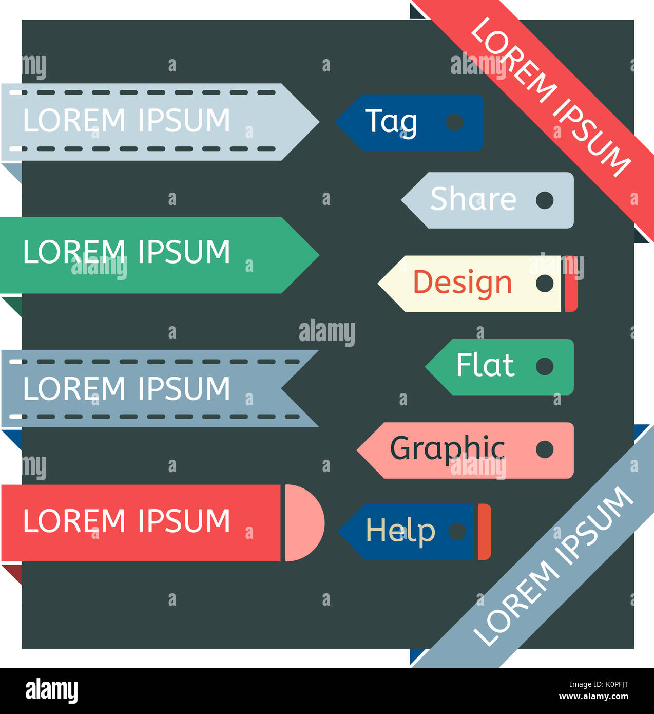Ribbons Tags Labels. Vintage Template Flat design Stock Photo - Alamy