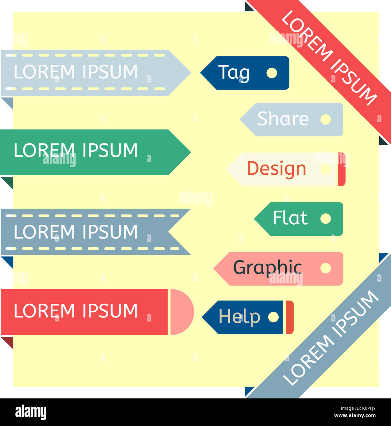 Ribbons Tags Labels. Vintage Template Flat design Stock Photo - Alamy