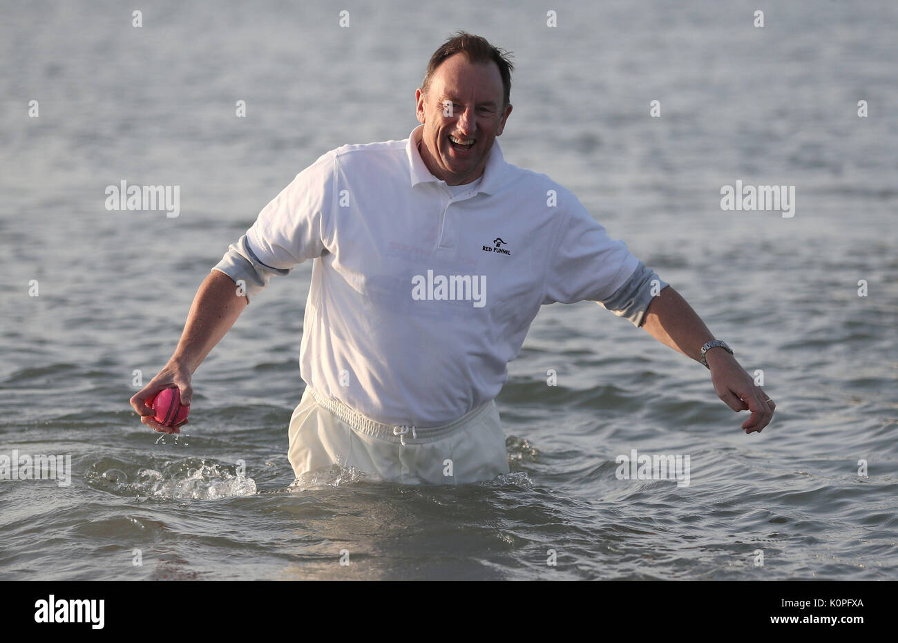 Annual bramble bank cricket match in the sea hi-res stock photography ...